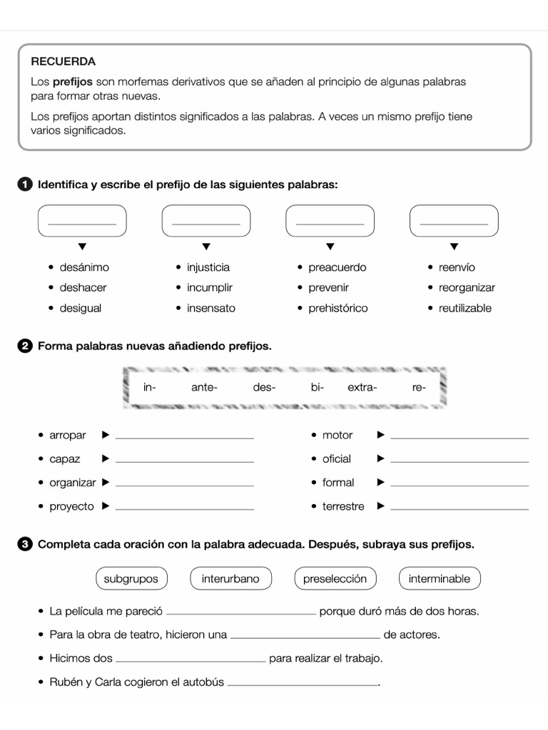 Sufijos Actividad General | PDF