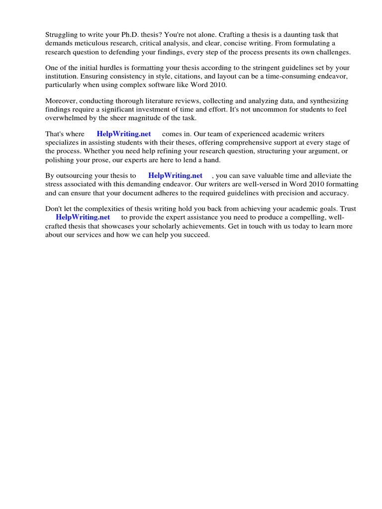 PHD Thesis Word 2010 Template | PDF | Career & Growth