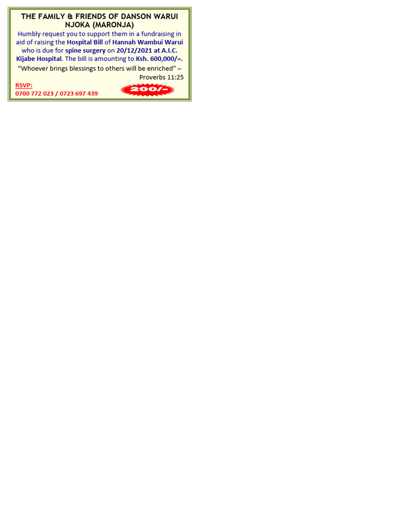 The Family of Rev. Fr. Boniface Kitonyi Support Cards | PDF | Law