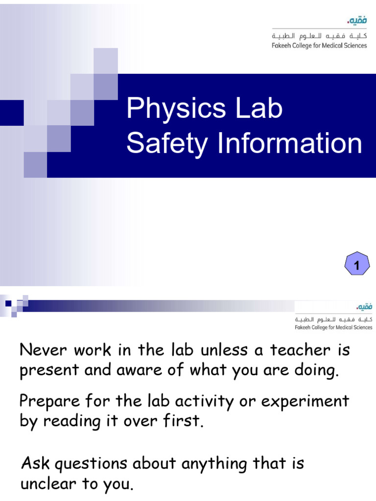 Physics Lab Safefty Information PDF | PDF