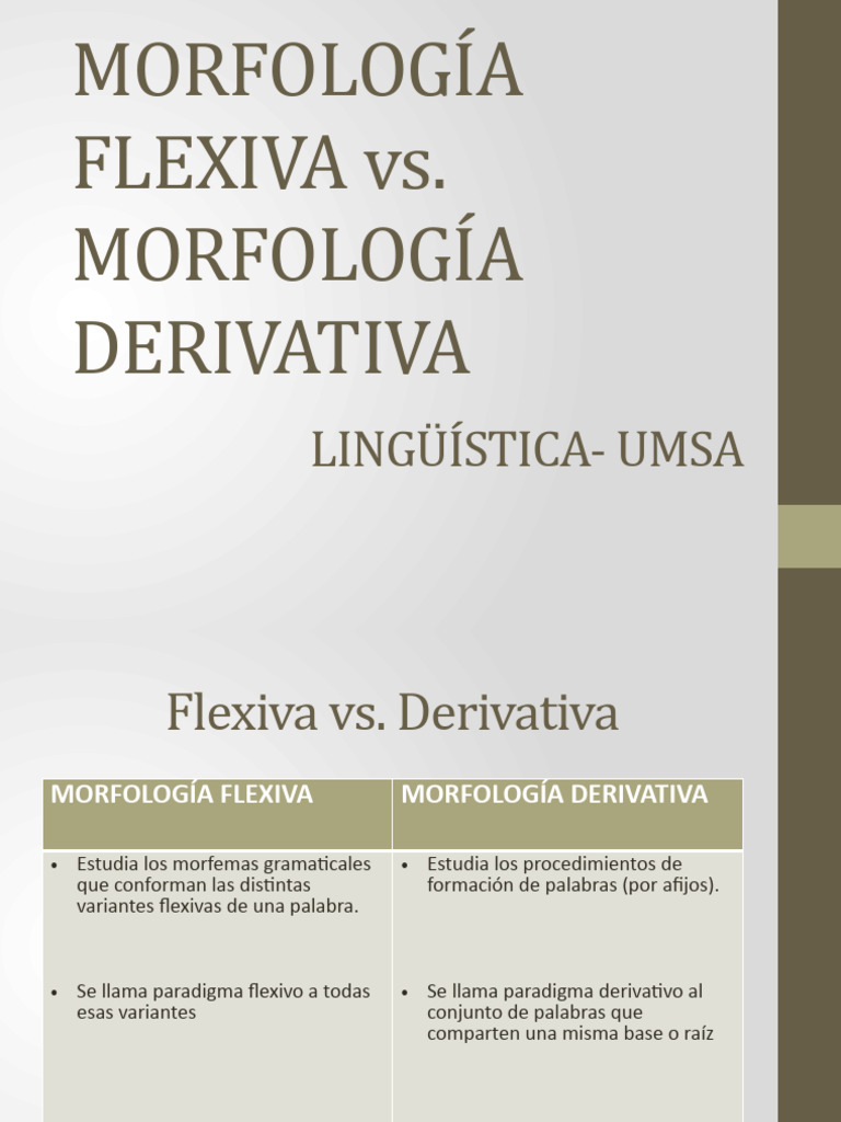 Morfología Flexiva Vs Derivativa | PDF