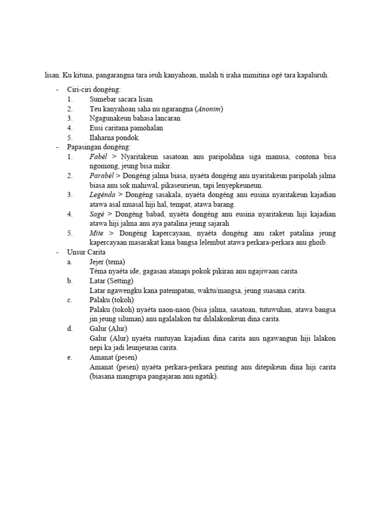 Materi DONGÉNG | PDF