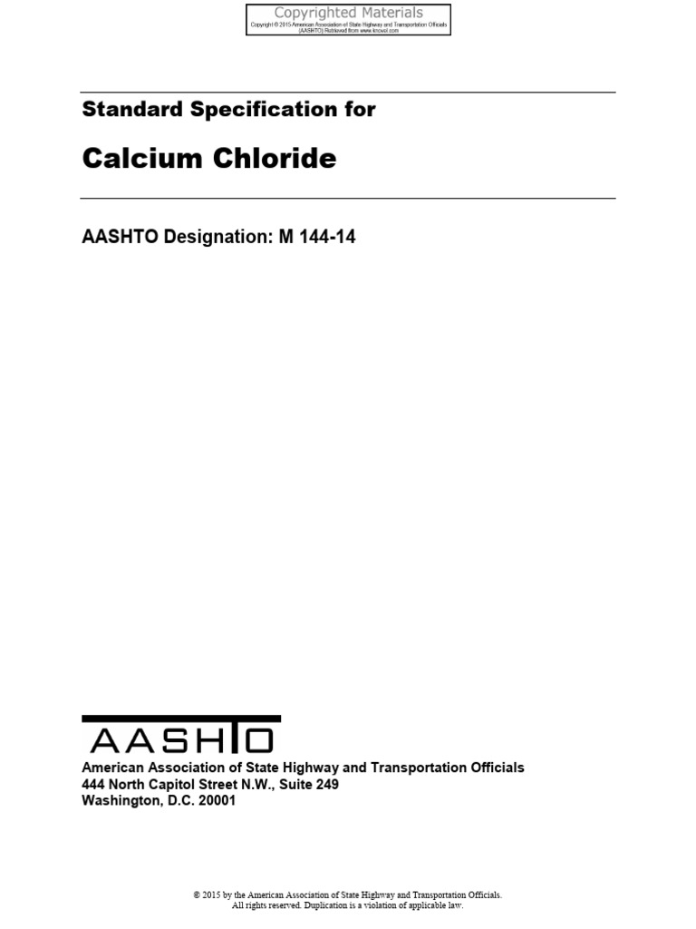 Calcium Chloride Specification Guide | PDF
