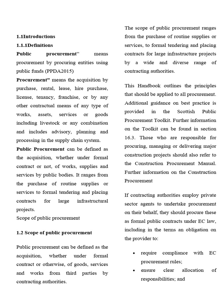 Public Procurement Notes | PDF