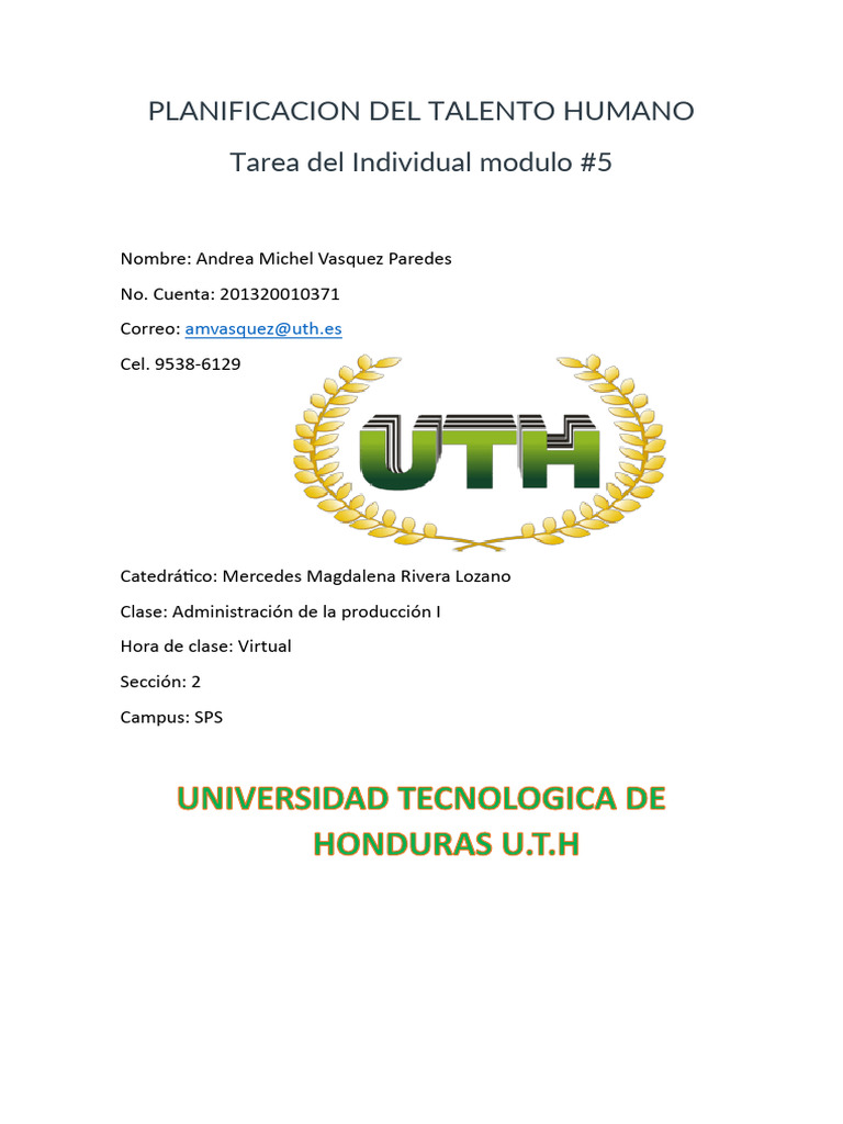 PLANIFICACION DEL TALENTO HUMANO tarea modulo 5 | PDF | Diseño | Toma de decisiones