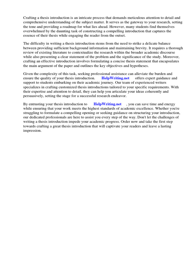 How To Write A Great Thesis Introduction Pdf
