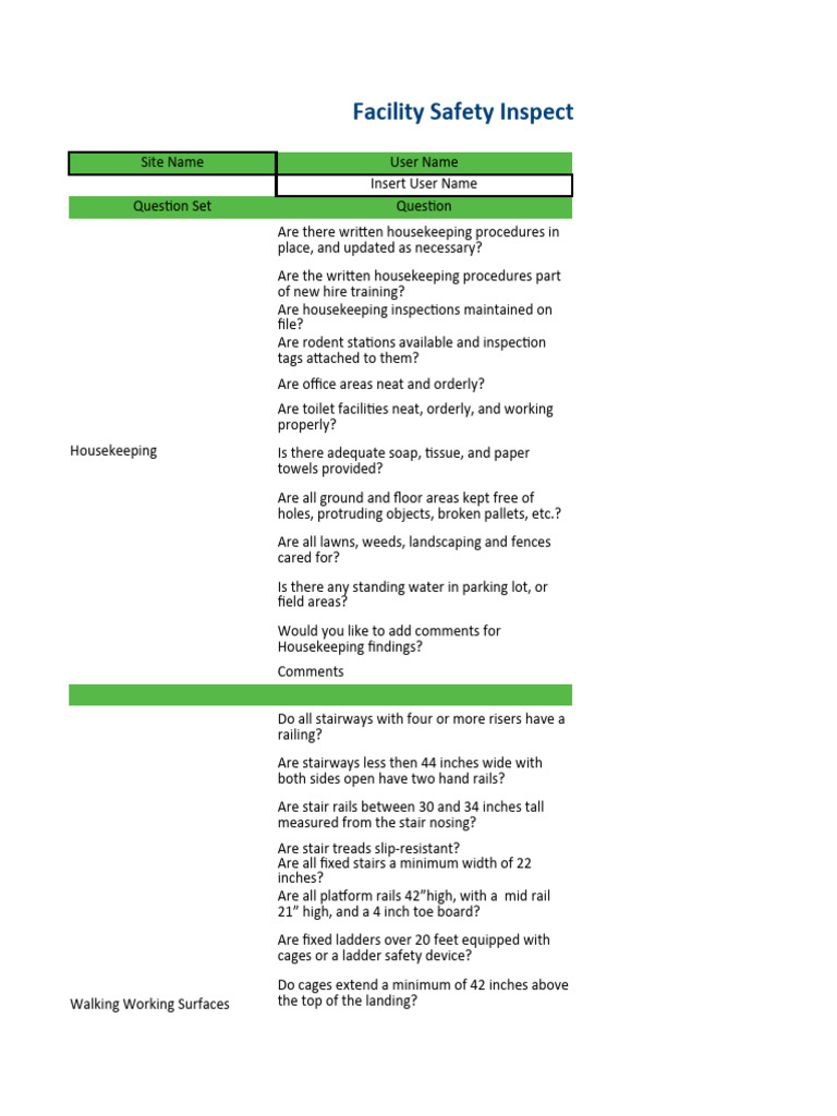 Facility Safety Inspection Checklist | PDF