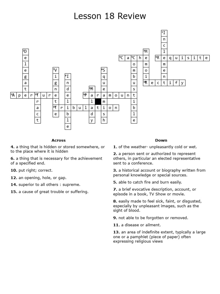 Vocabulary Review Crossword Answers | PDF