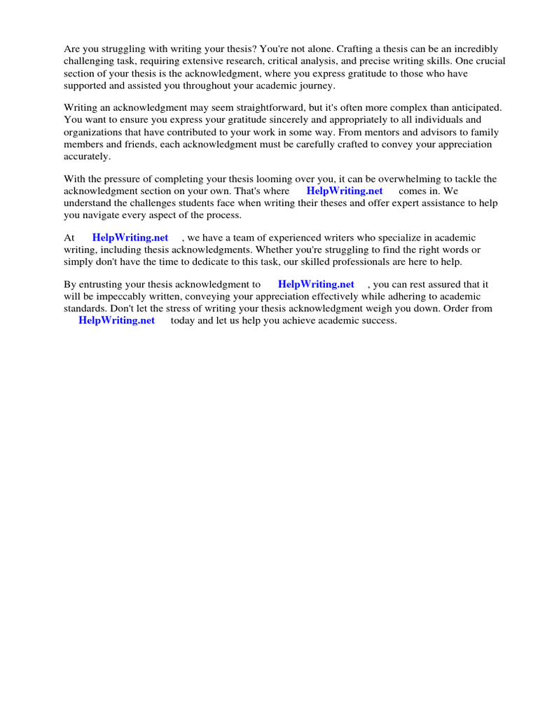 Sample of Acknowledgment in Thesis Writing | PDF