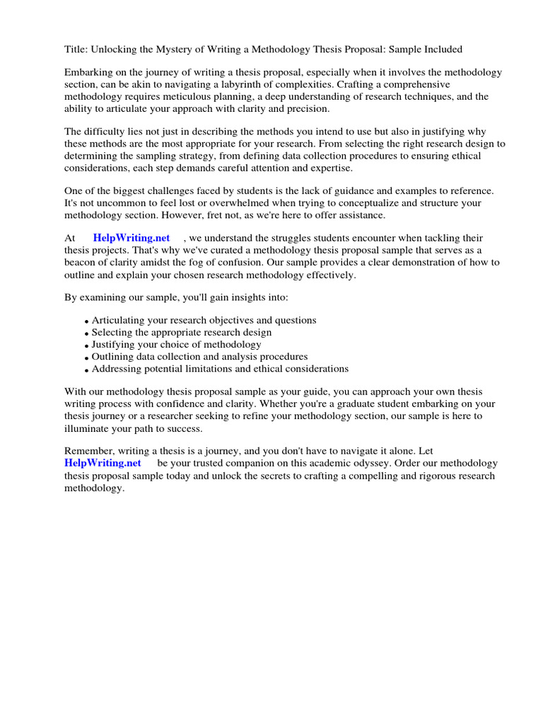 Methodology Thesis Proposal Sample | PDF | Methodology | Thesis
