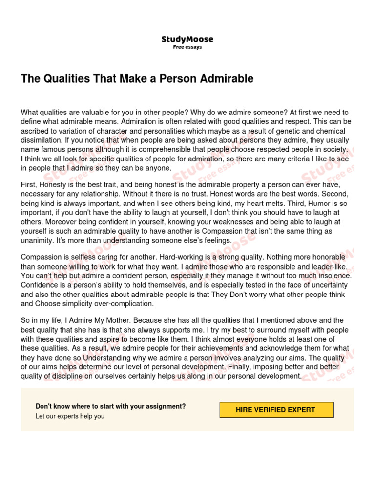 The Qualities That Make A Person Admirable | PDF | Compassion ...