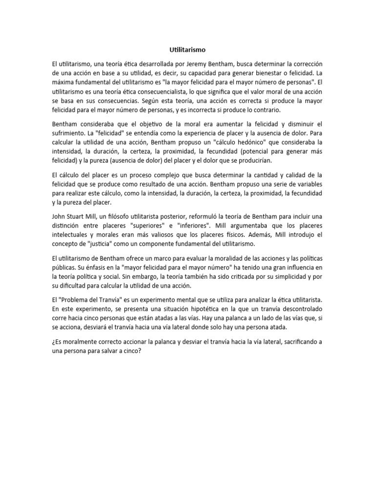 Utilitarism 1 | PDF | Utilitarismo | Placer