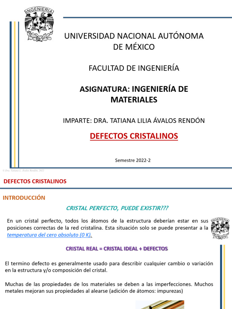 Defectos Cristalinos en Materiales | PDF | Dislocación | Fases de la ...