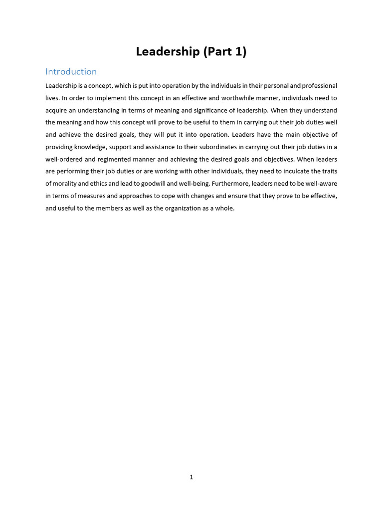 Leadership Part 1 | Download Free PDF | Goal | Leadership Leadership Part 1 | Download Free PDF | Goal | Leadership