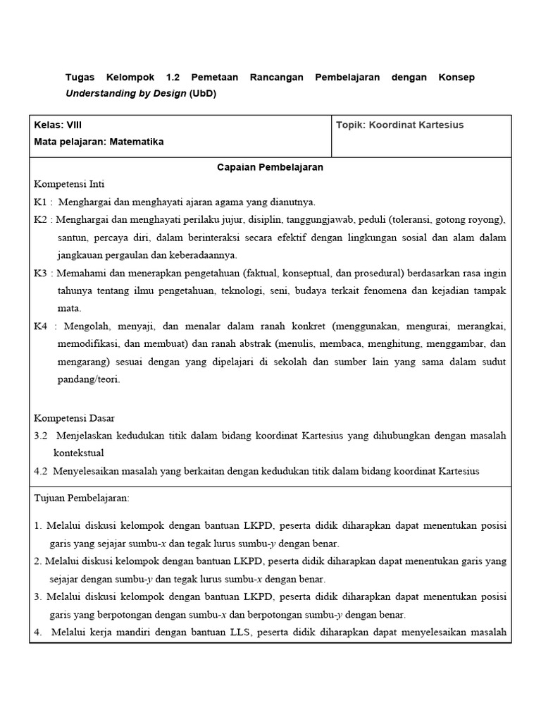 TK 1.2.pemetaan Rancangan Pembelajaran-1 | PDF