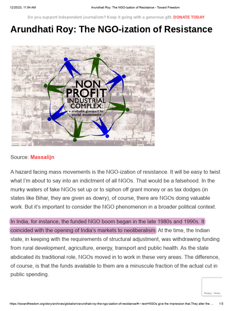 NGO-ization of Resistance Explained | PDF | Non Governmental ...