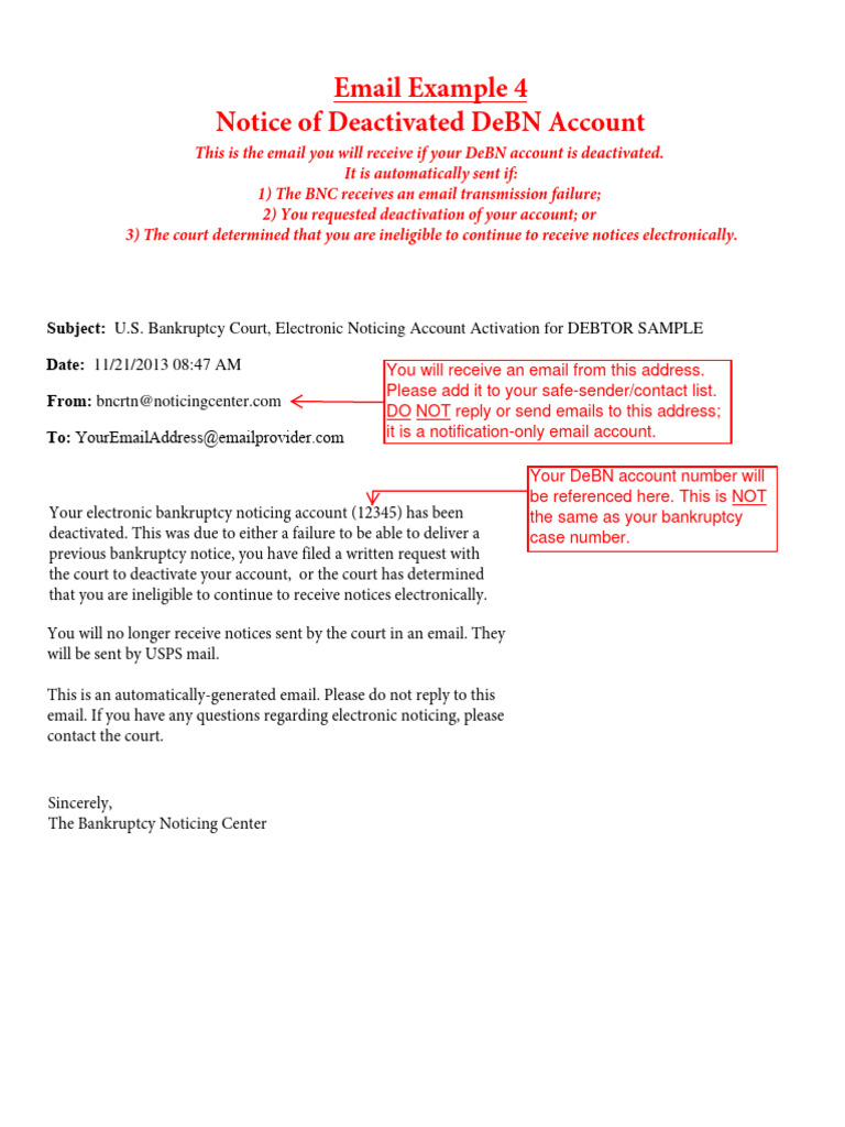 Notice of Deactivated Account | PDF