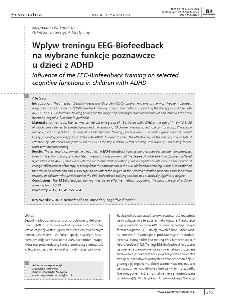 Biofeedback I Adhd | PDF | Attention Deficit Hyperactivity Disorder ...