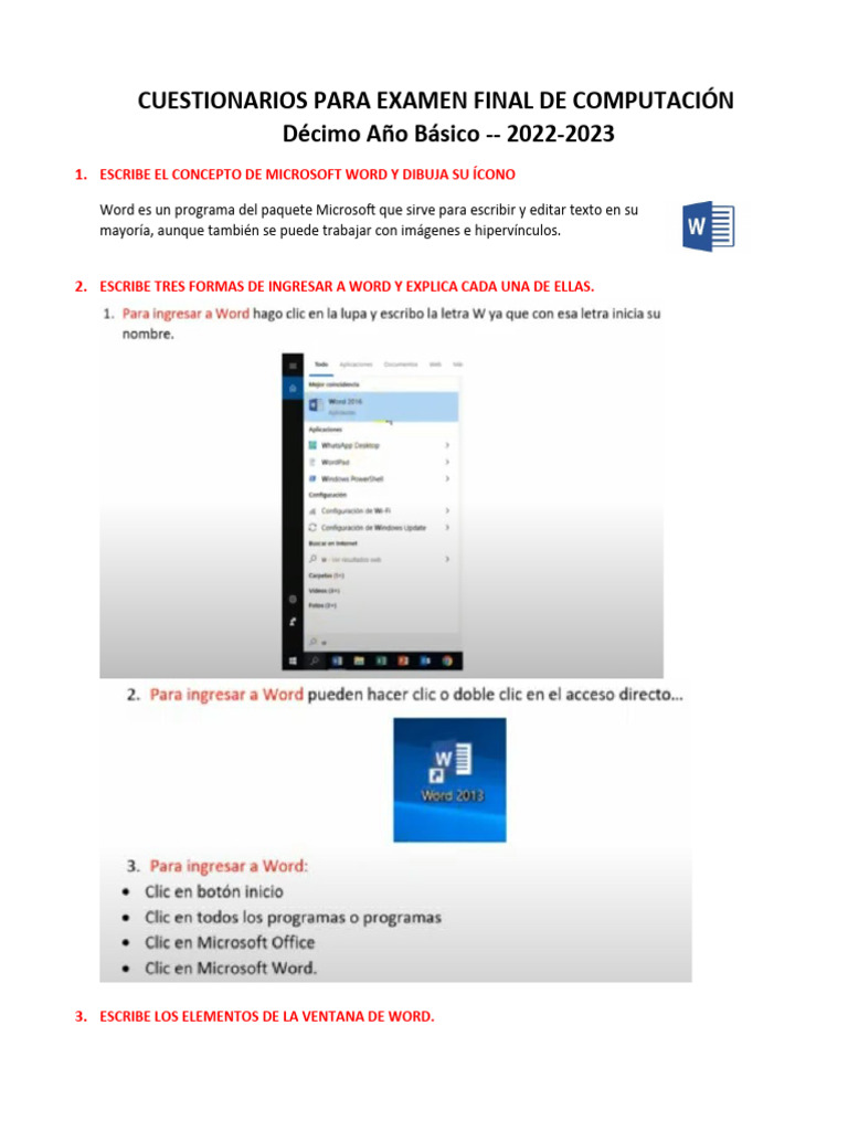 Cuestionario Computación 10mo | PDF | Arte | Informática