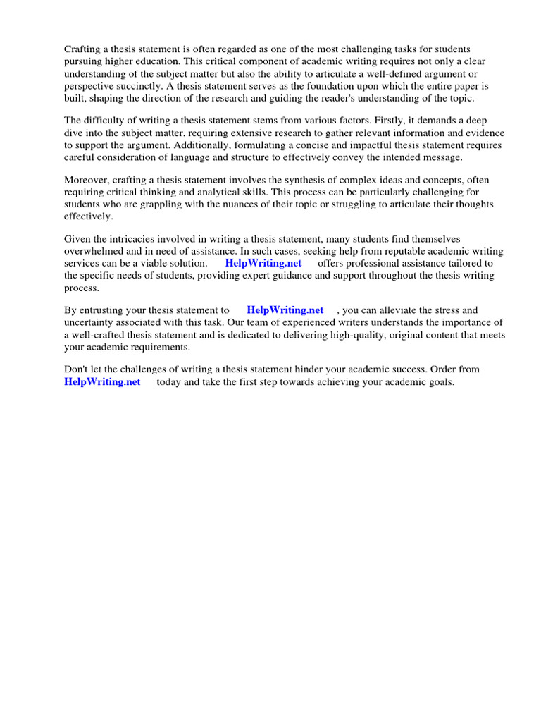 Thesis Statement Opinion Words | PDF