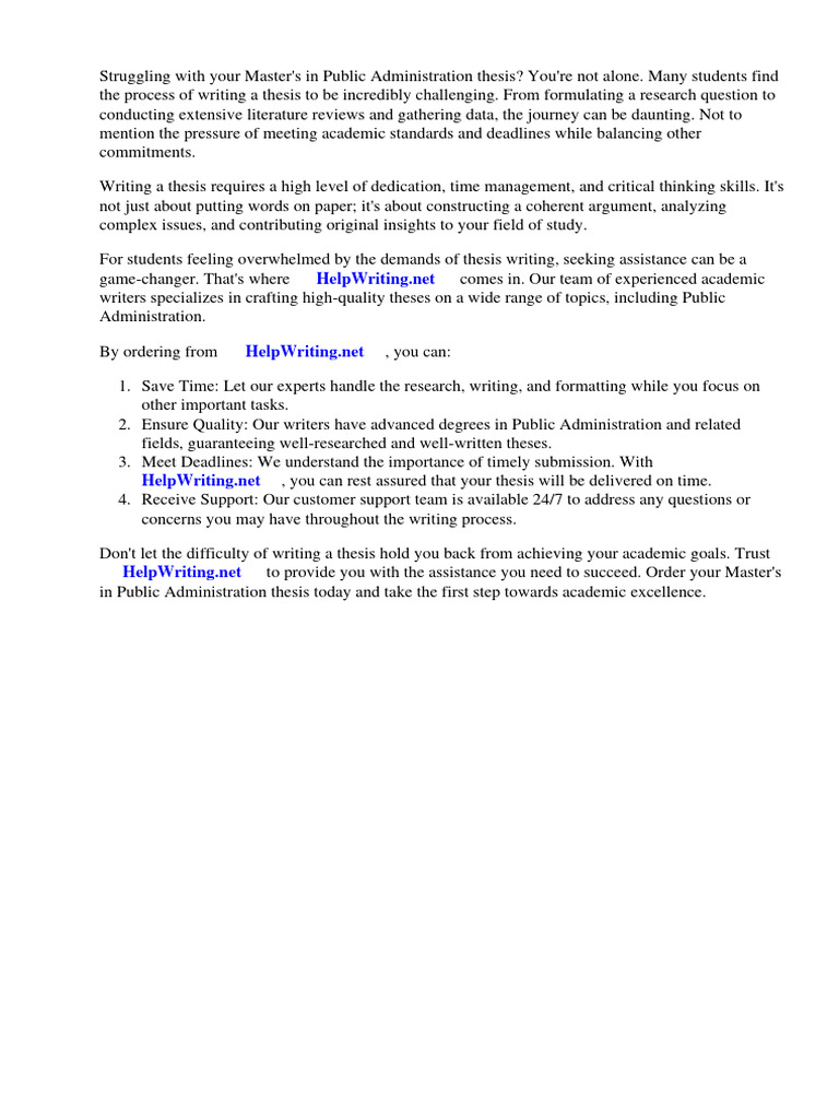 Master in Public Administration Thesis Titles | PDF