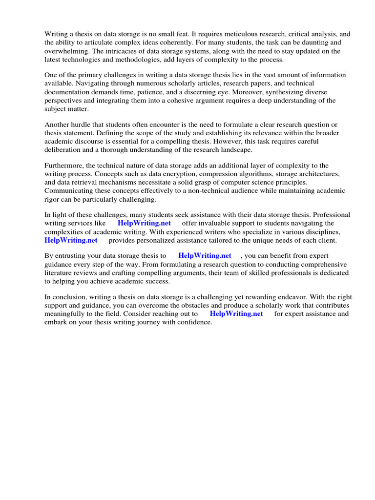 Data Storage Thesis | PDF