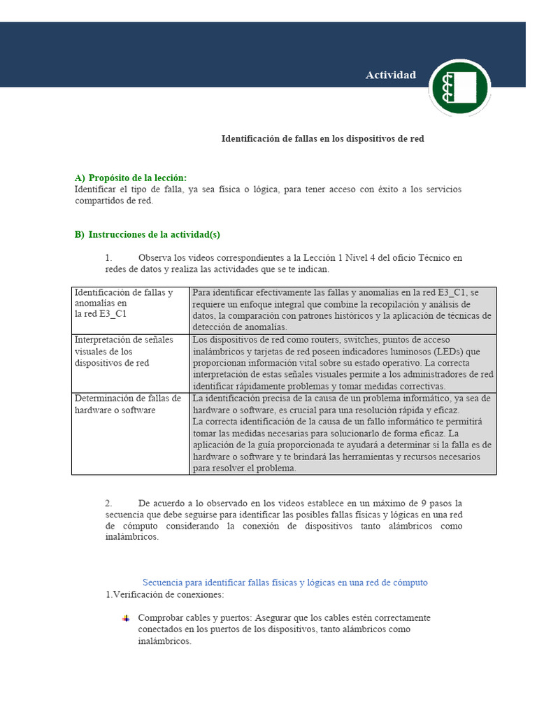 Identificación de Fallas en Los Dispositivos de Red - Kevin01 | PDF