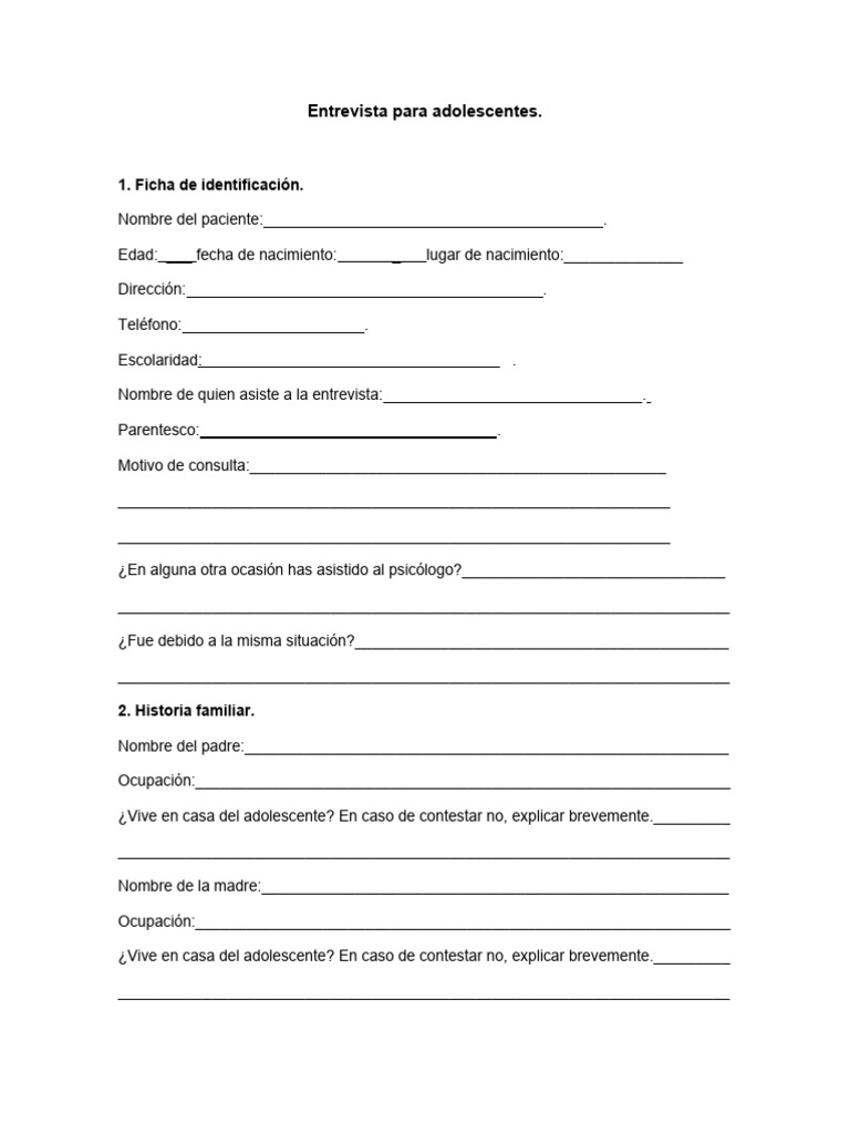 Entrevista Para Adolescentes | PDF