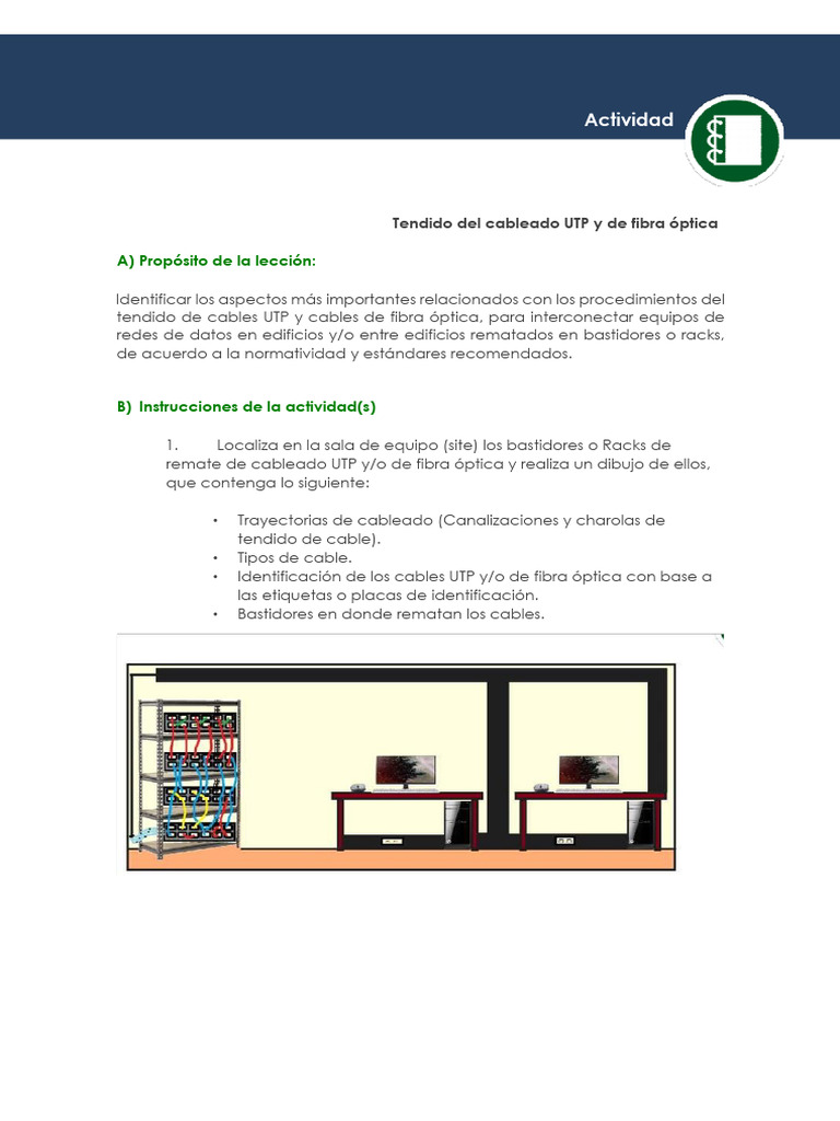 Tendido Del Cableado UTP y de Fibra Óptica | PDF | Fibra óptica | Tecnología de información y ...