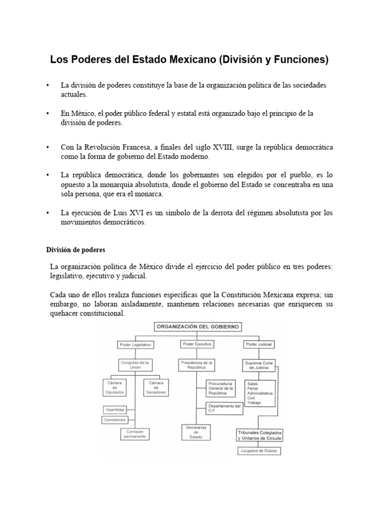 Los Poderes Del Estado Mexicano | PDF | Legislador | Separación de poderes
