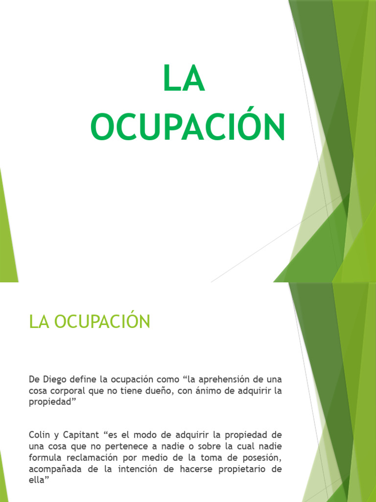 La Ocupación | PDF | Propiedad | Posesión (Ley)