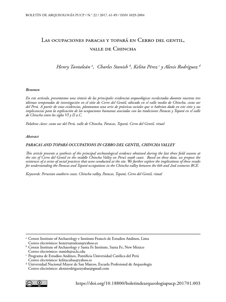 Las Ocupaciones Paracas y Topara en Cerr | PDF | Ciencias sociales | Arte