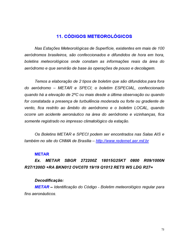 Códigos Meteorológicos para Aeronáutica | PDF | Ferimento | Nuvem