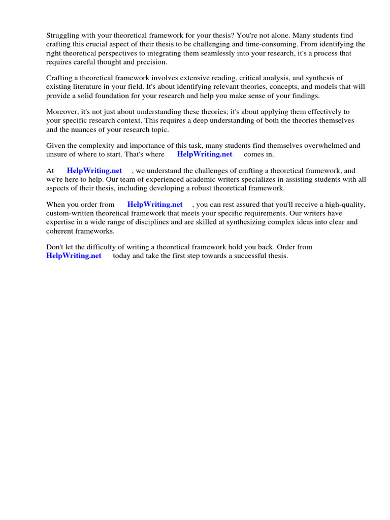 Theoretical Framework Thesis Example Pdf