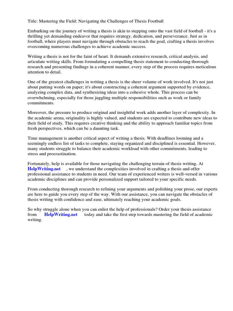 Thesis Football | PDF