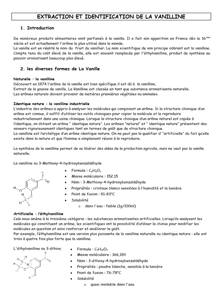 HS 2 TP Extraction Identification de La Vanilline | PDF