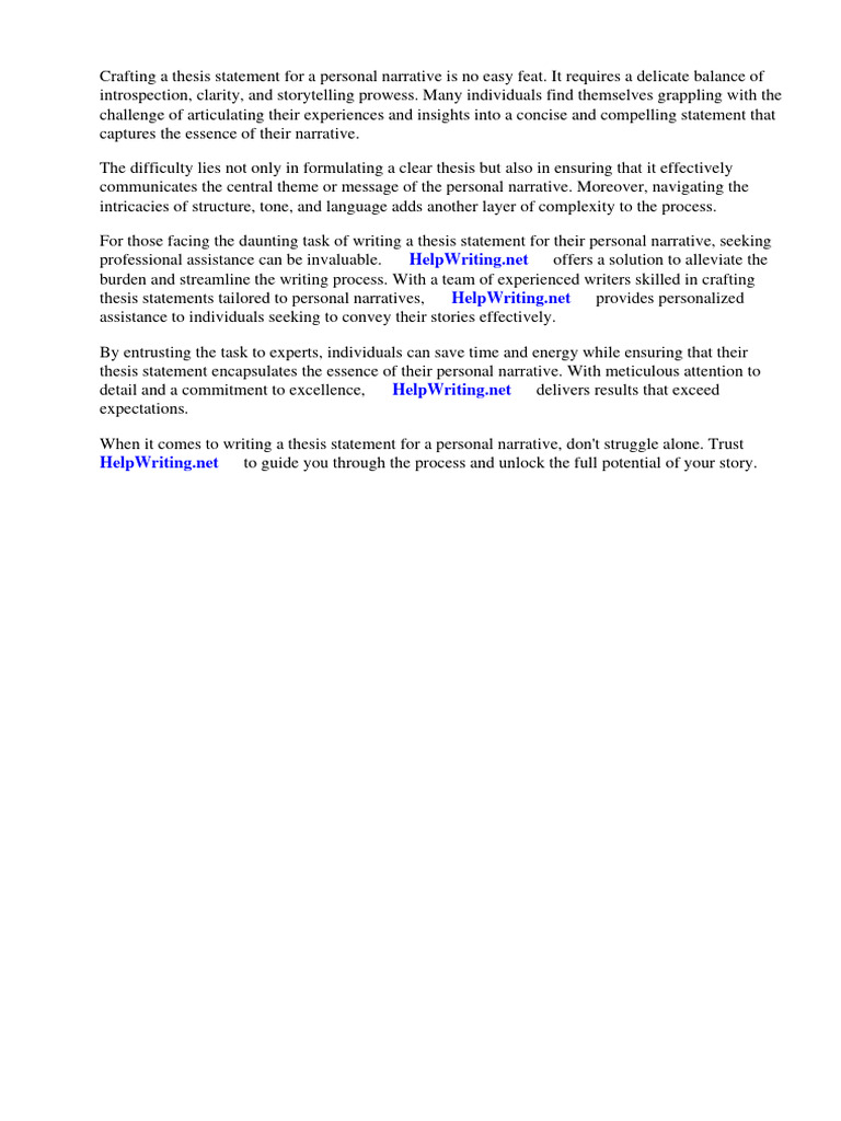 Thesis Statement Personal Narrative | PDF | Essays | Narrative