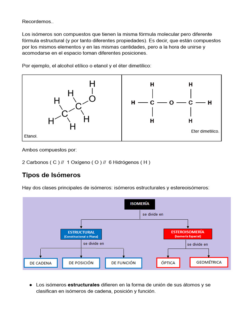 Tipos de Isómeros y Ejemplos Clave | PDF