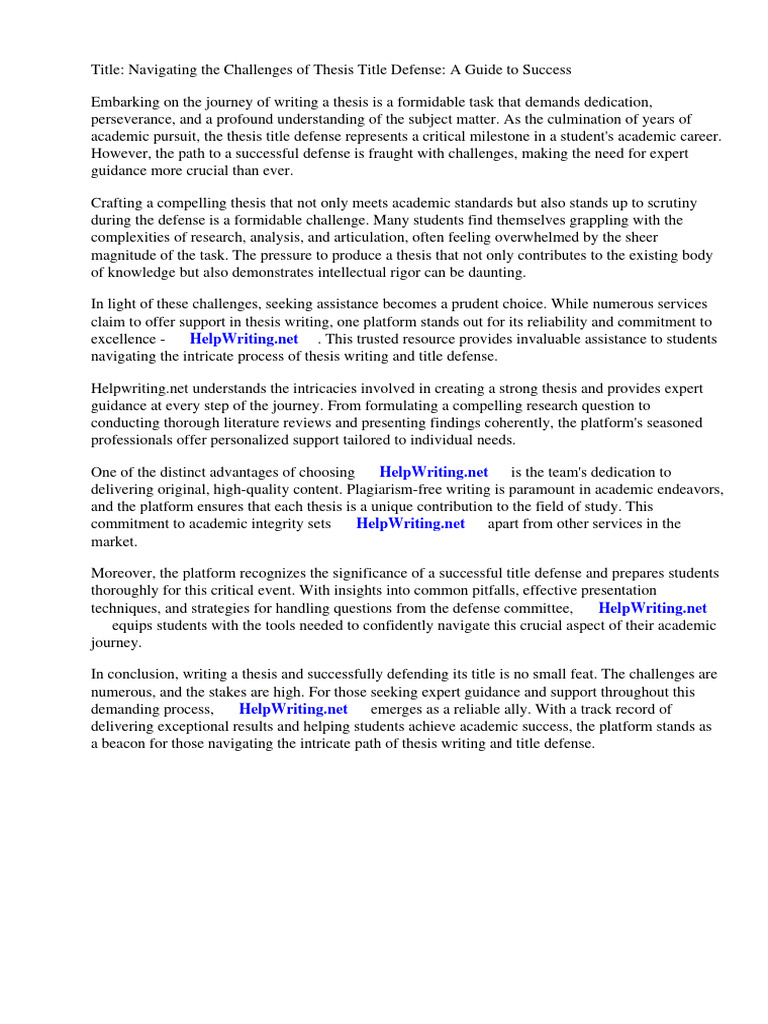 Tips for Thesis Title Defense | PDF | Thesis