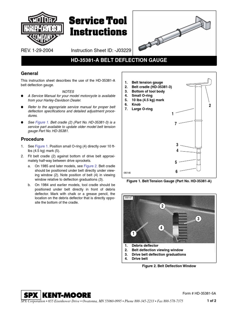 Harley Belt Tension Gage Instructions HD-35381-A | PDF