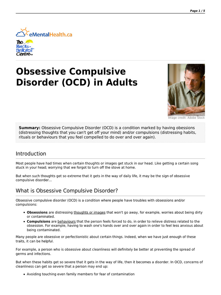 Obsessive Compulsive Disorder OCD in Adults | PDF