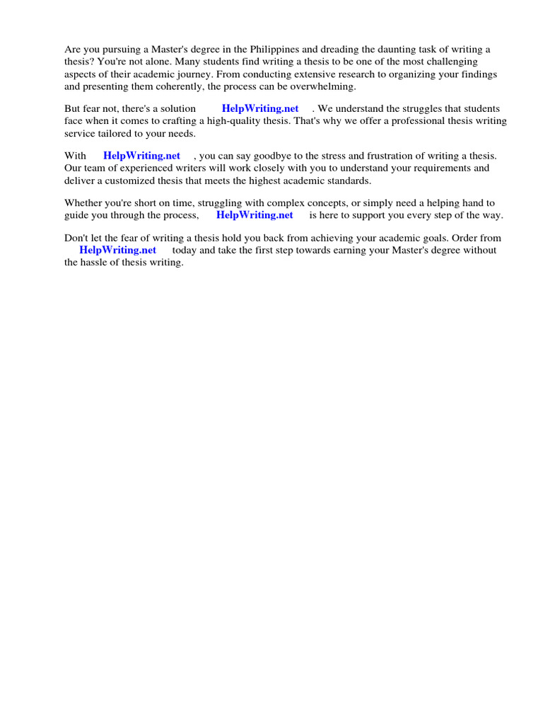 Masters Degree Without Thesis in Philippines | Download Free PDF ...