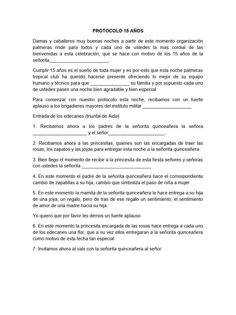 Protocolo 15 Años | PDF
