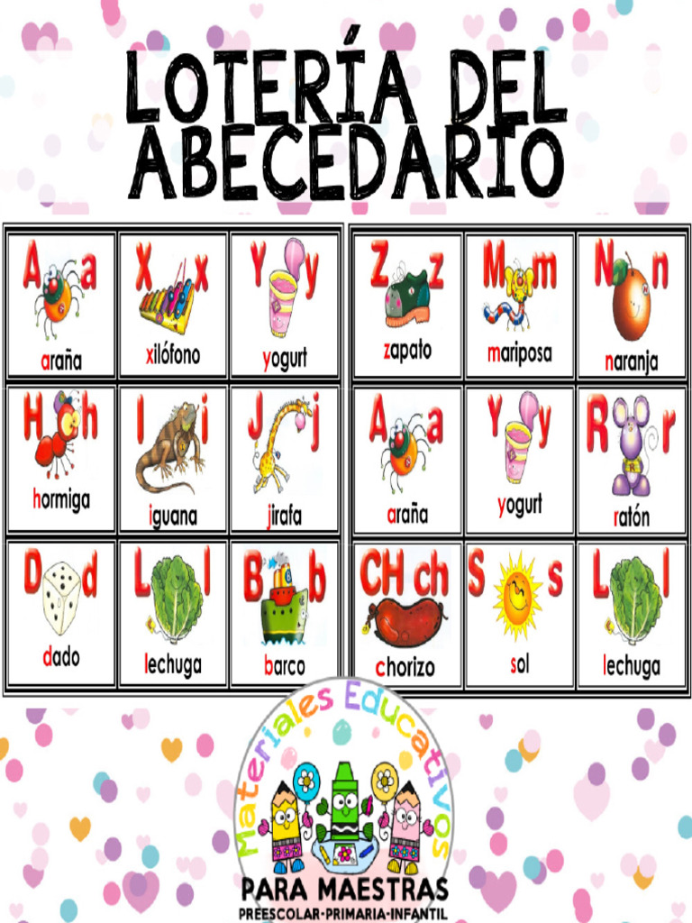 Lotería para Trabajar El Abecedario | PDF
