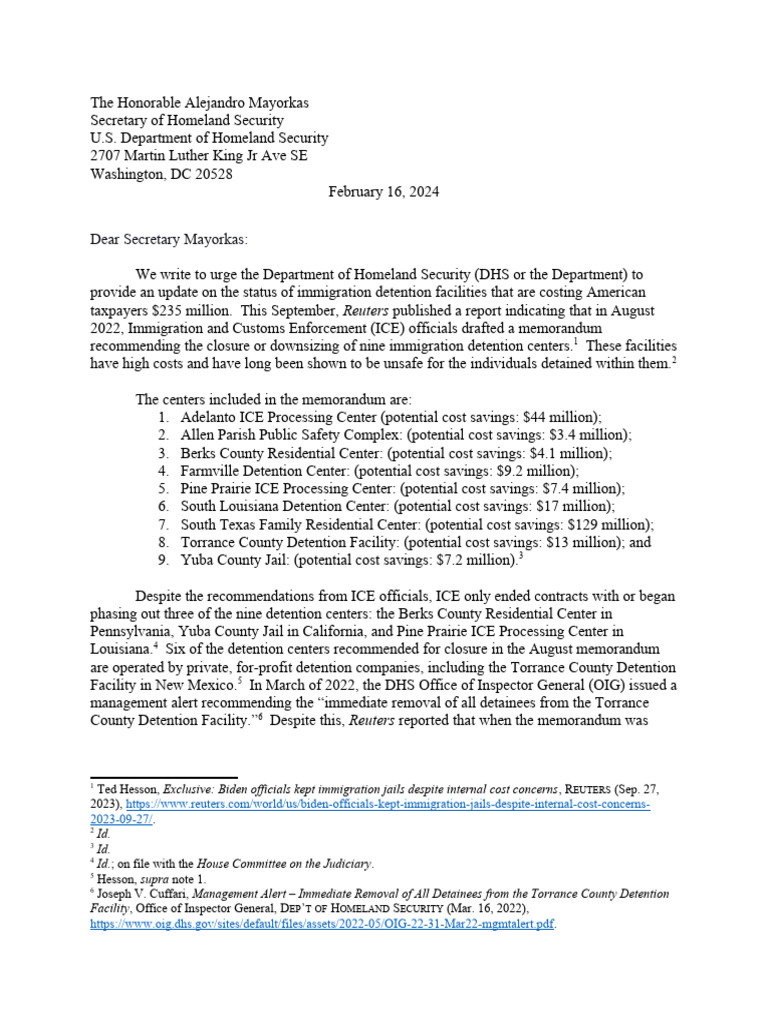 House Democrats' Letter To Alejandro Mayorkas | PDF | Politics | Social ...