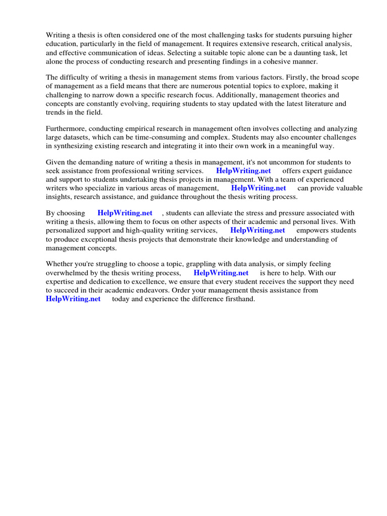 Management Thesis Topics Sample | PDF | Thesis | Essays