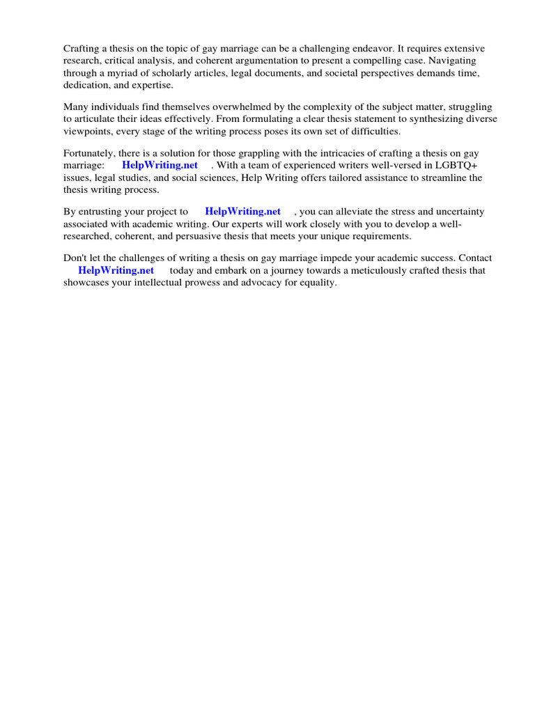 Thesis Writing on Gay Marriage Help | PDF | Same Sex Marriage ...