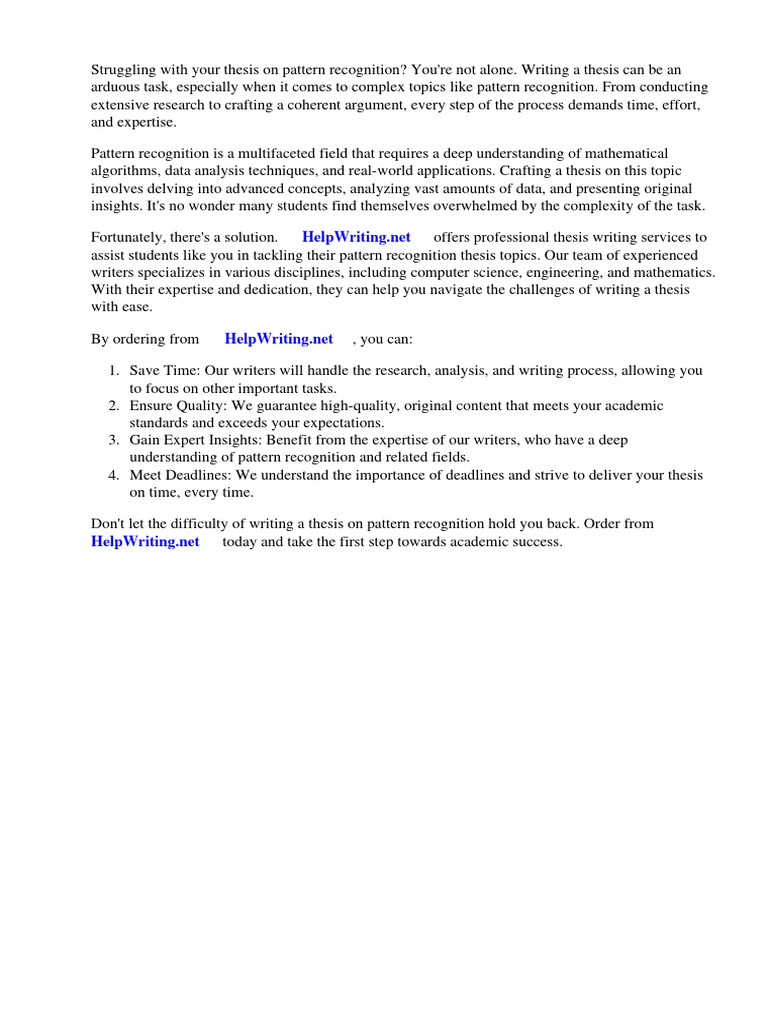 Pattern Recognition Thesis Topics | PDF