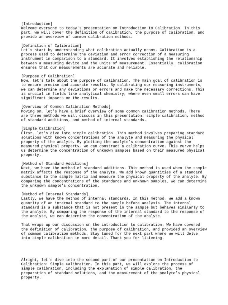Intro To Calibration Transcript | Download Free PDF | Detection Limit | Calibration