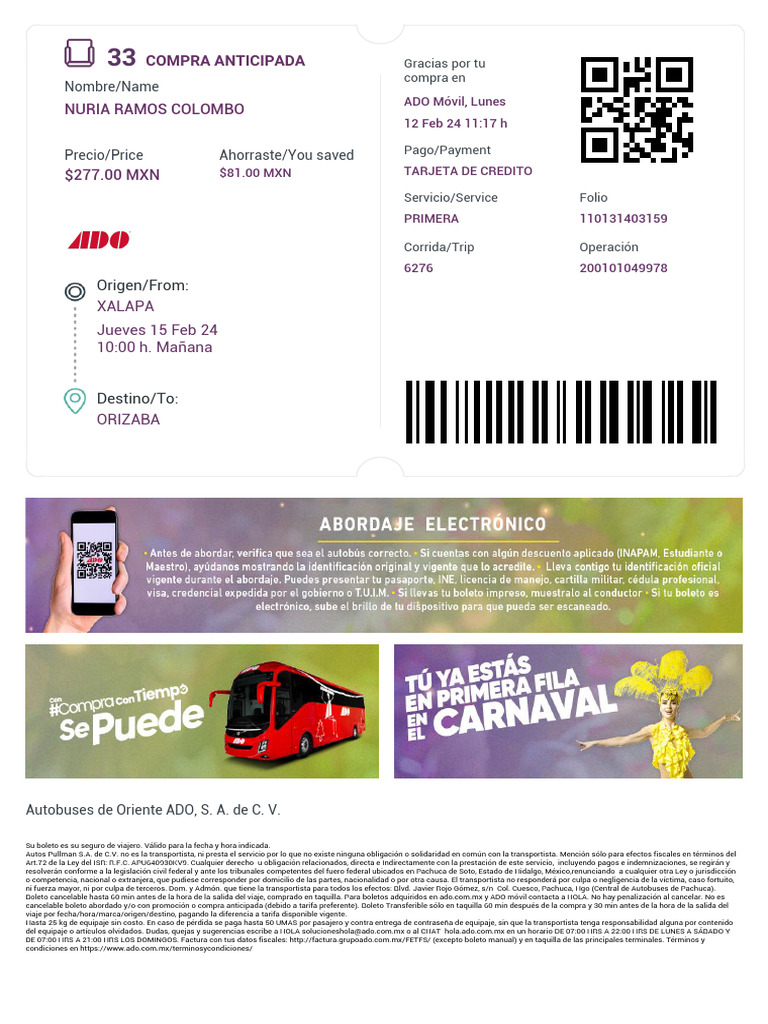 Tu Boleto ADO | PDF